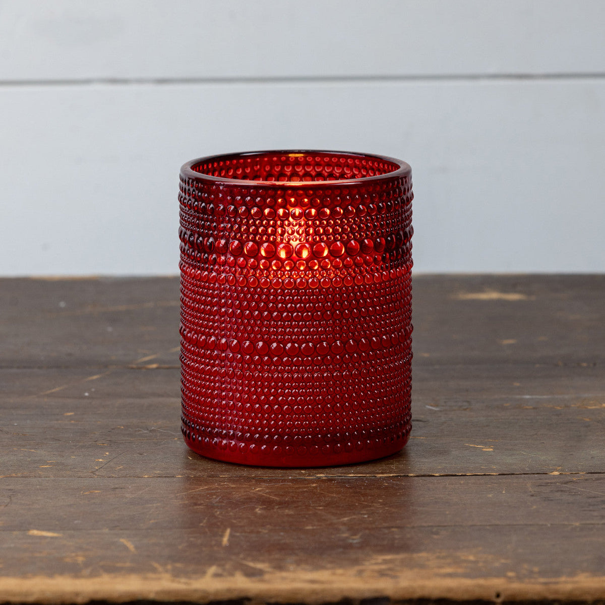 New! Red Dotted Glass Vintage Inspired Glass 3D Flameless Candle ...