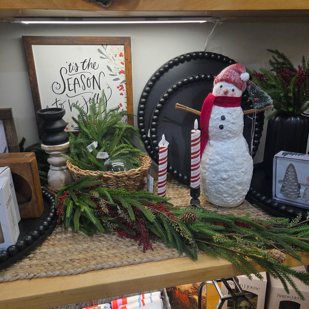 Red Artificial 42" Austrian Pine Swag with seeded eucalyptus ...
